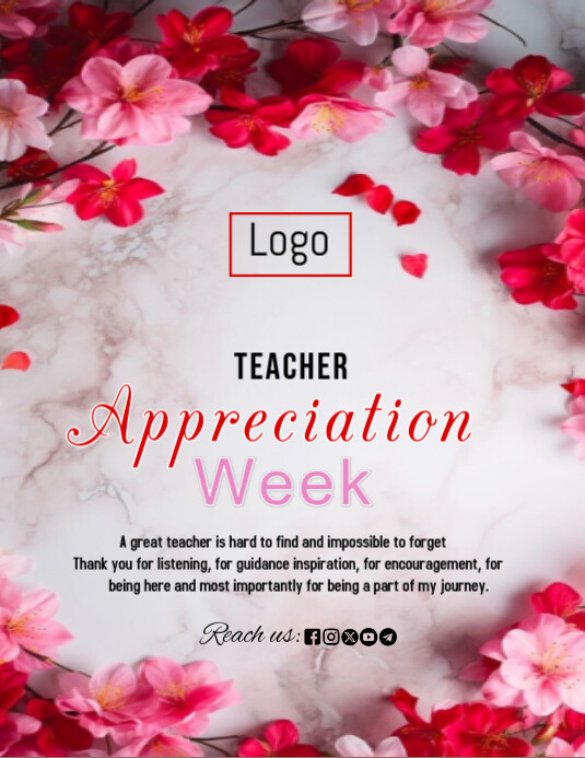 White Floral Teacher Appreciation Week Flyer (us Letter) Template ...