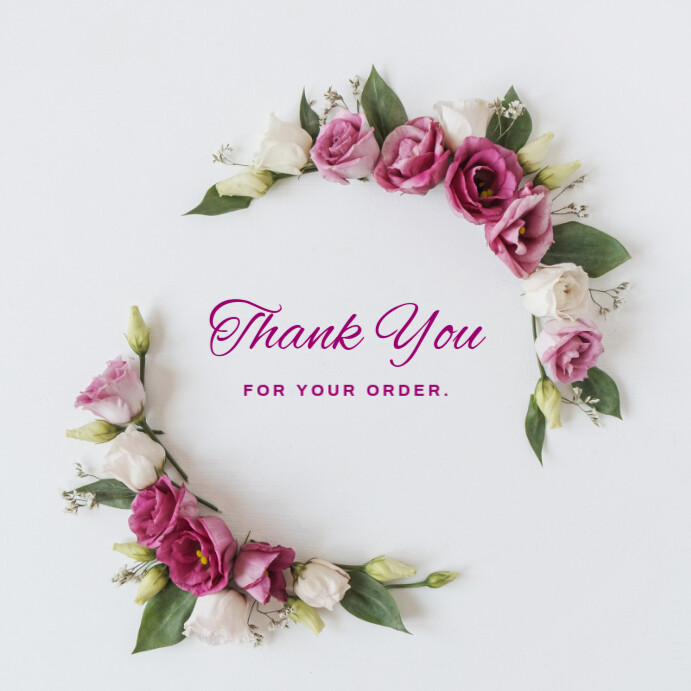 White Floral Thank You Card Instagram Post Template | PosterMyWall