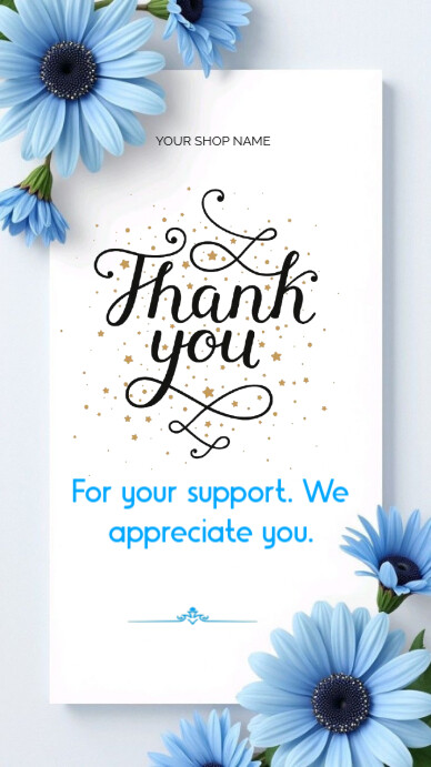 White Floral Thank You Card Instagram Story Template | PosterMyWall