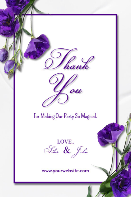 White Floral Thank You Card Poster Template | PosterMyWall