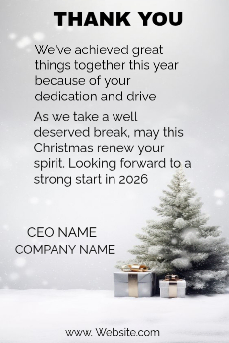 Plantilla de White Floral Thank You Staff Message From Ceo Poster ...