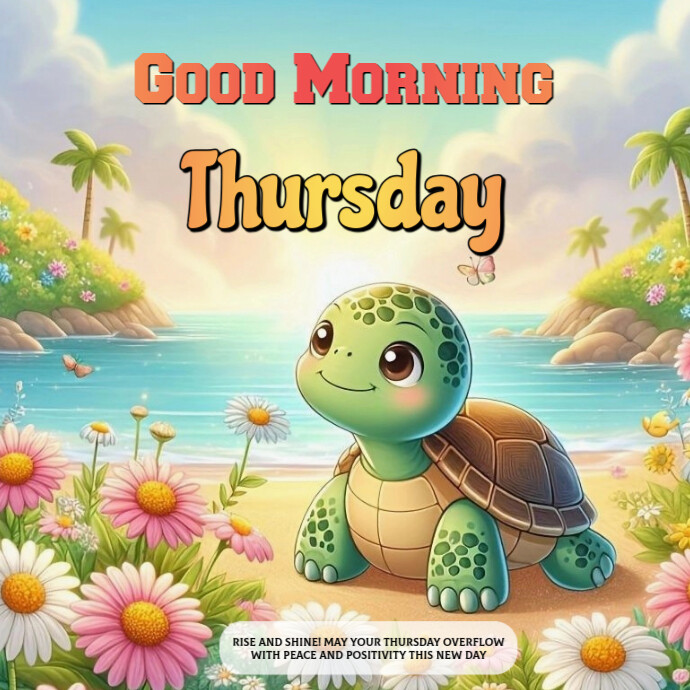 White Floral Thursday Card Logo Template | PosterMyWall