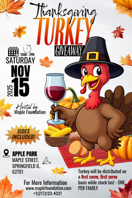 Plantilla de White Floral Turkey Giveaway Flyer Design Poster ...