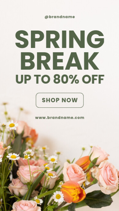Plantilla de White Floral Typographic Special Super Spring Break Sale ...