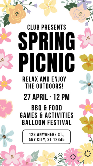 Copy of White Floral Typographic Spring Break Celebration Event ...