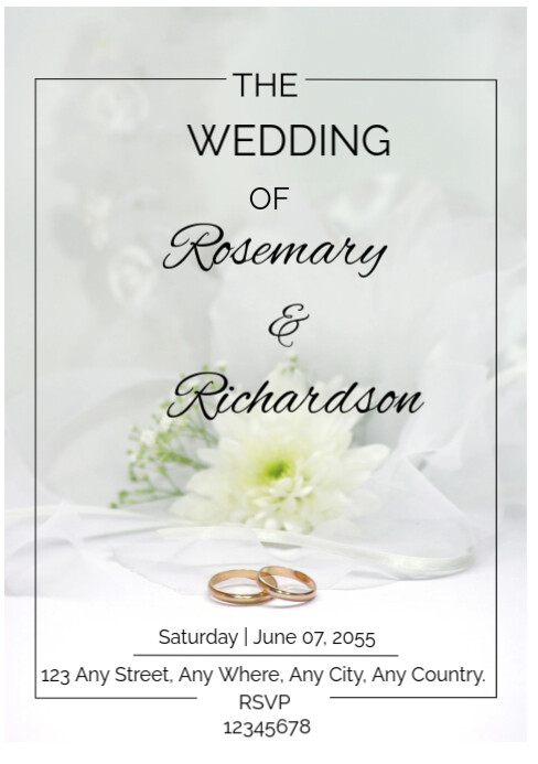 White Floral Wedding Card A5 Template | PosterMyWall