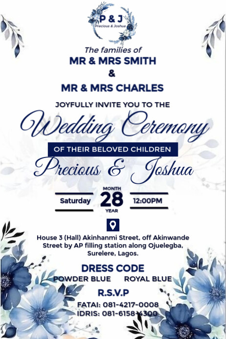 Copy of White Floral Wedding Ceremony Invitation Card Template Poster ...