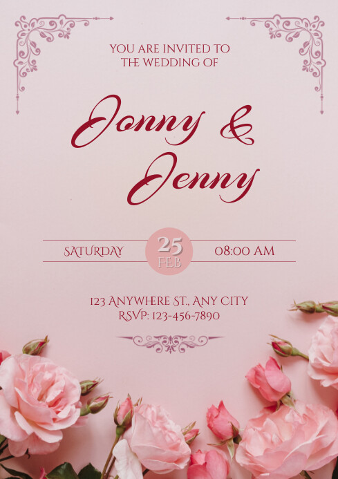 White Floral Wedding Flyers A4 Template | PosterMyWall
