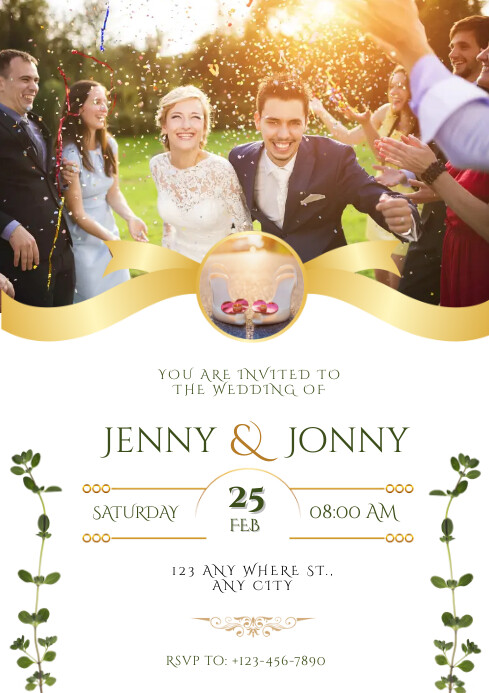 White Floral Wedding Flyers A4 Template | PosterMyWall