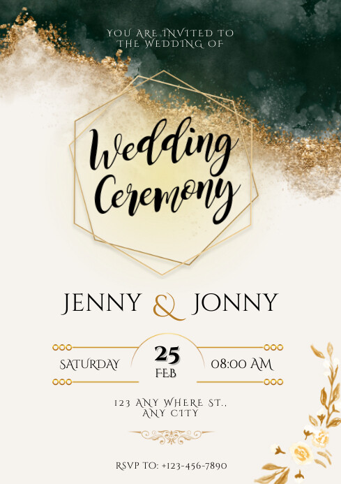 White Floral Wedding Flyers A4 Template | PosterMyWall