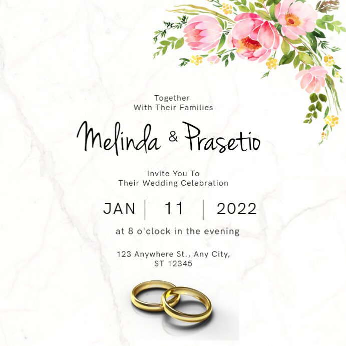 White Floral Wedding Invitation (instagram Post) Instagram Post ...