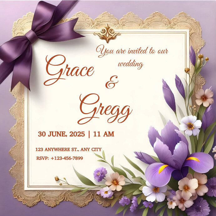 White Floral Wedding Invitation Card Template | PosterMyWall