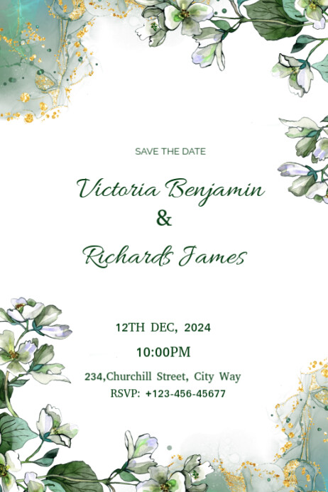 White Floral Wedding Invitation Cards/background Poster Template ...