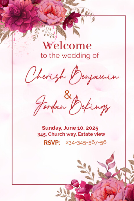 Copy of White Floral Wedding Invitation Cards Poster | PosterMyWall