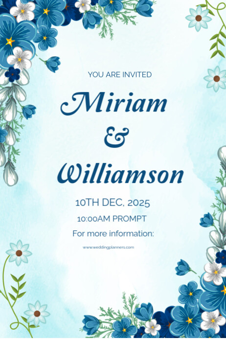 White Floral Wedding Invitation Cards Poster Template | PosterMyWall