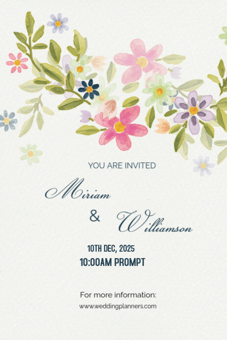 Copy of White Floral Wedding Invitation Cards Poster | PosterMyWall