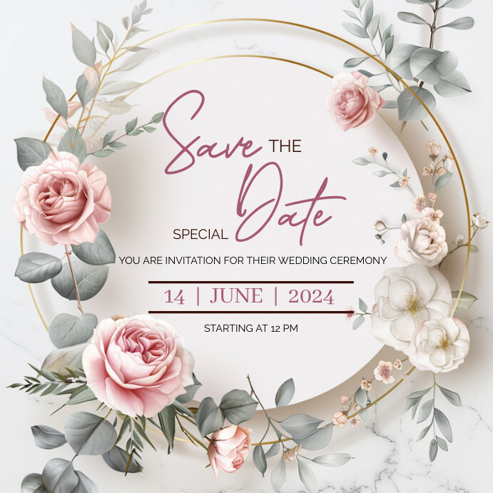 White Floral Wedding Invitation Instagram Pos Template | PosterMyWall