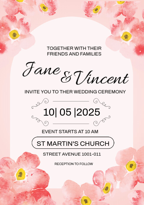 Copy of White Floral Wedding Template A3 | PosterMyWall