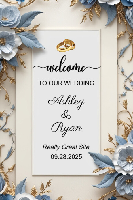 White Floral Wedding Welcome Sign A4 Template | PosterMyWall