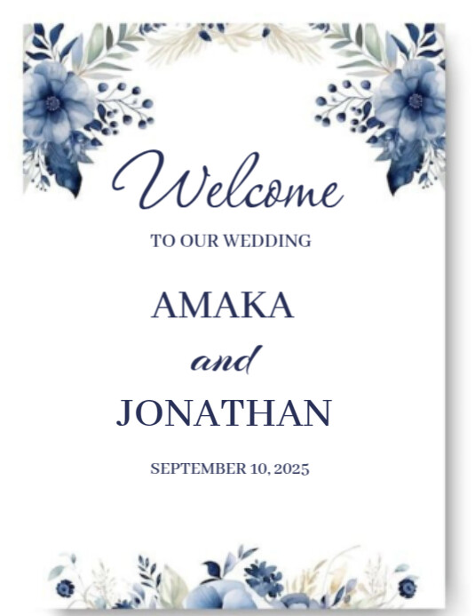 Copy of White Floral Wedding Welcome Sign Flyer (us Letter) | PosterMyWall