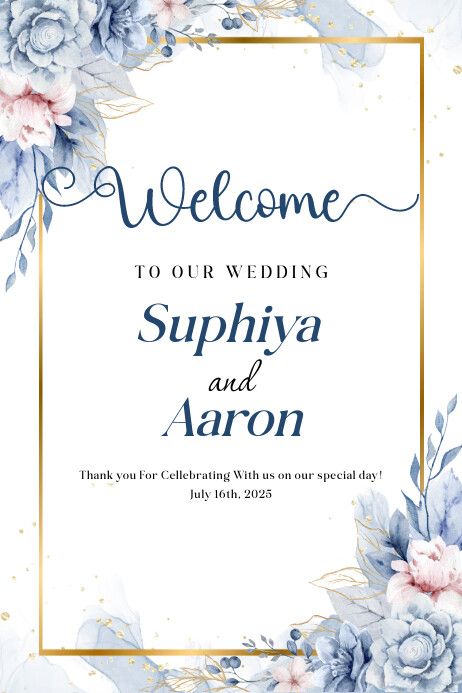 White Floral Wedding Welcome Sign Poster Template | PosterMyWall
