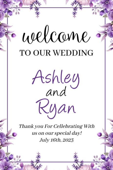 White Floral Wedding Welcome Sign Poster Template | PosterMyWall