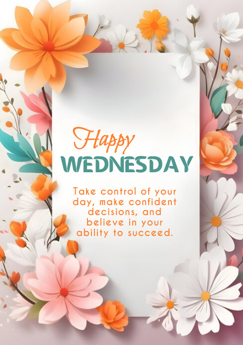 White Floral Wednesday A4 Template | PosterMyWall