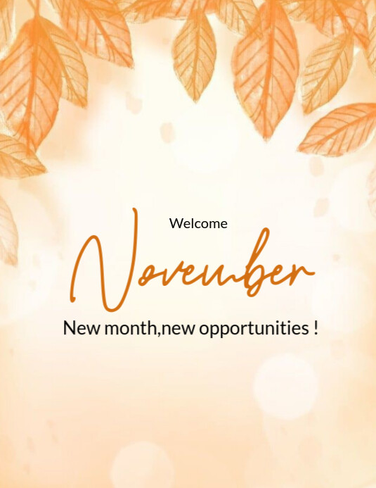 White Floral Welcome November Flyer (us Letter) Template | PosterMyWall