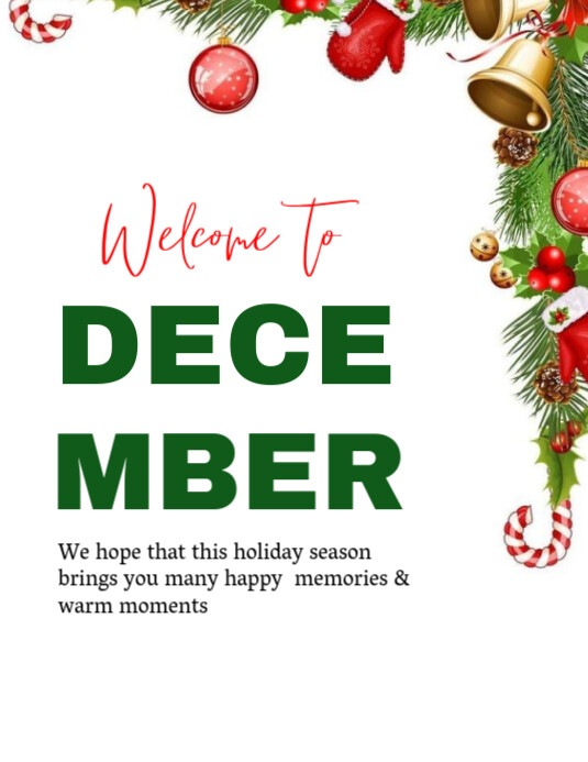 White Floral Welcome To December Flyer (us Letter) Template | PosterMyWall