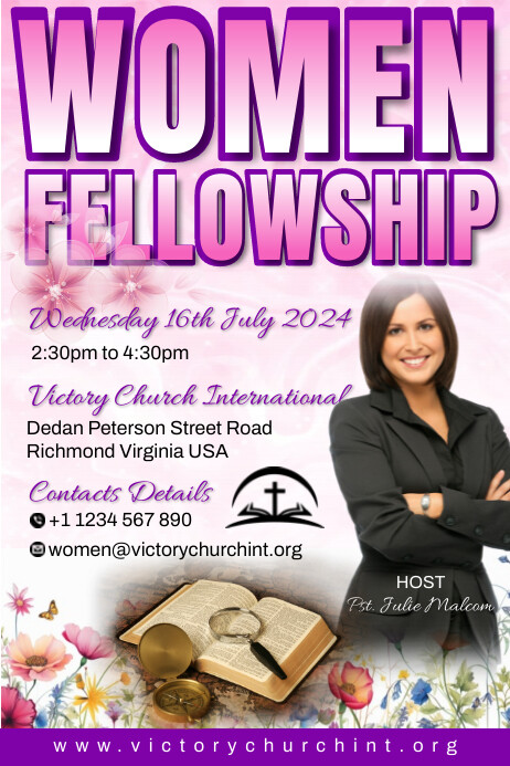 White Floral Women Ladies Bible Study Fellows Template | PosterMyWall