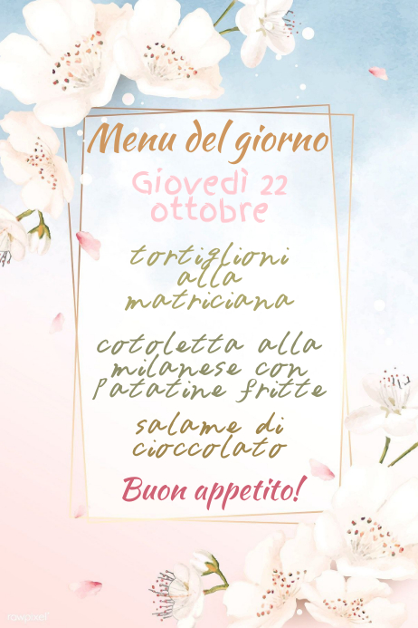 Copy of White Flowers, Blue and Pink Menu Template | PosterMyWall