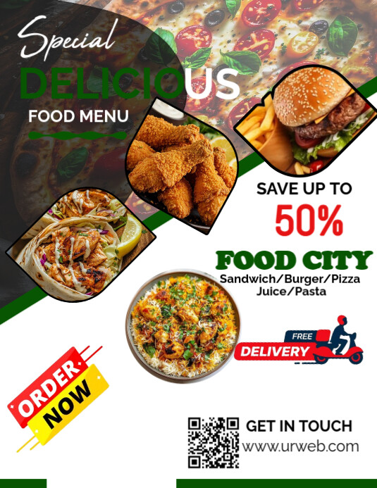 White Food Menu Flyer (us Letter) Template | PosterMyWall