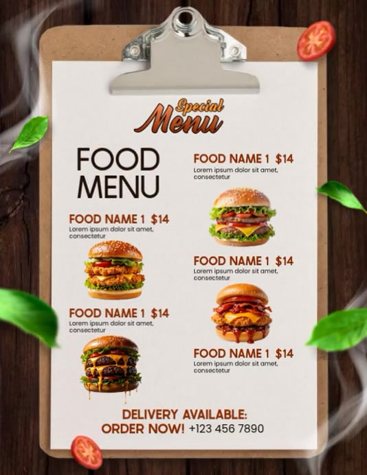 White Food Menu Flyer Video Template | PosterMyWall