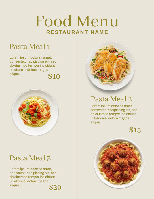 White Food Menus Flyer (us Letter) Template | PosterMyWall