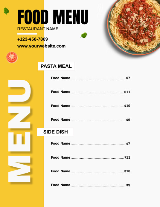 Copy of White Food Menus Flyer (us Letter) | PosterMyWall