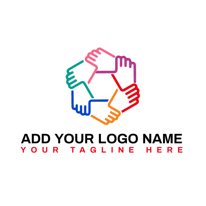 White Friendship Logo/unity/teamwork/hands/v Template | PosterMyWall