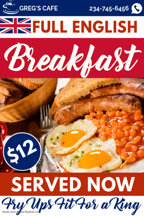 Copy of White Full English Breakfast Poster Ad | PosterMyWall