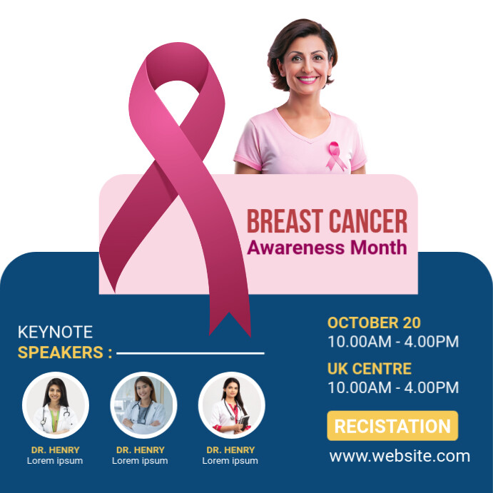 White Futuristic Breast Cancer Conference Flyer Instagram Post Template ...