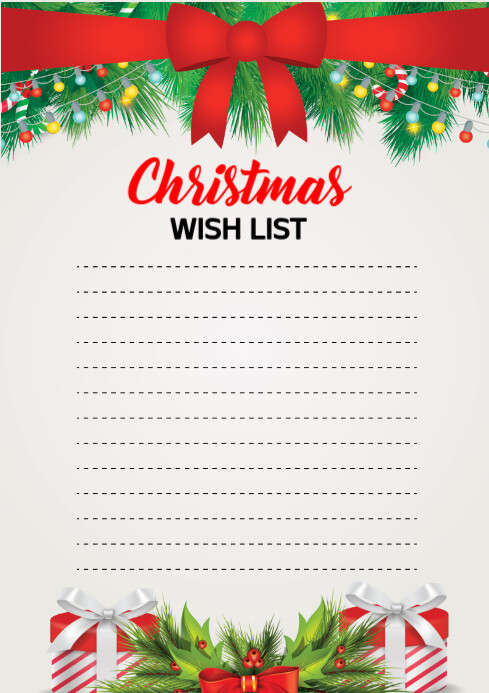 White Futuristic Christmas Wish List A4 Template | PosterMyWall