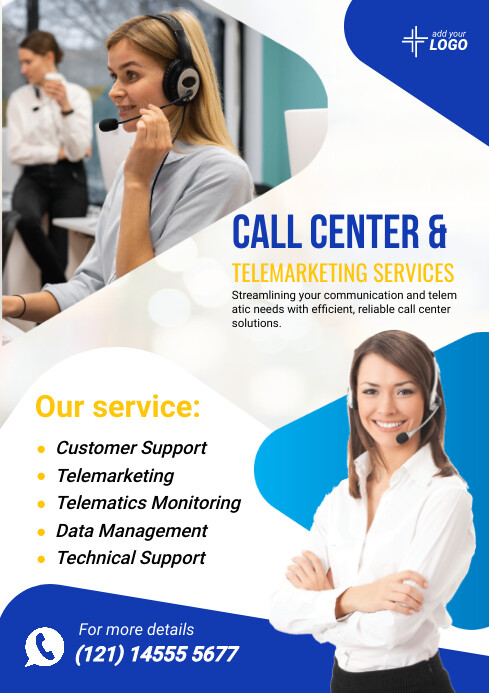 White Futuristic Customer Service Center Tem Template | PosterMyWall