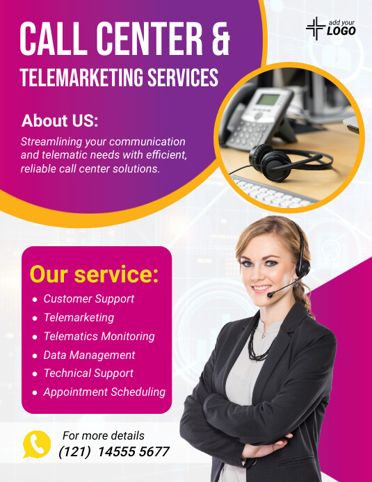 Plantilla de White Futuristic Customer Support Agent Tem | PosterMyWall