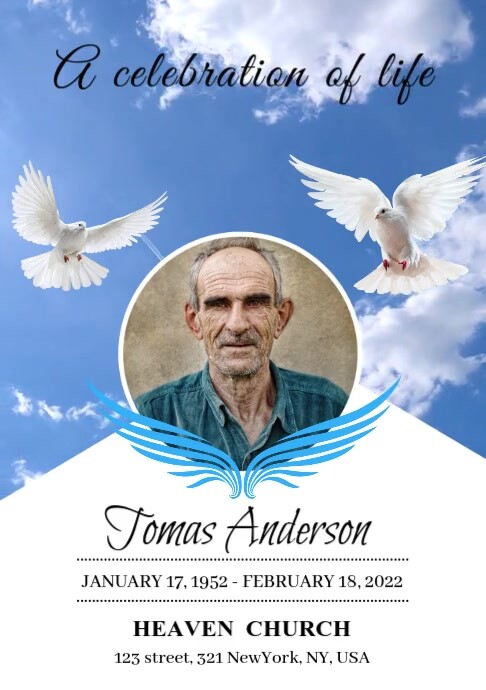 White Futuristic Funeral Program Template A5 | PosterMyWall