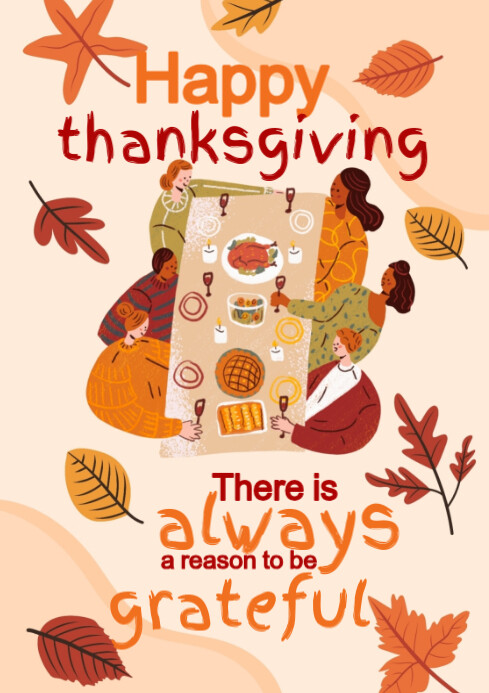 White Futuristic Happy Thanksgiving Day A4 Template | PosterMyWall