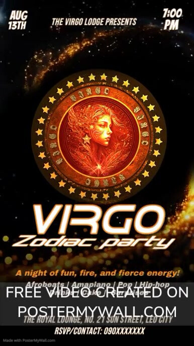 Copy of White Futuristic Leo Zodiac Party Flyer Digital Display (9:16 ...