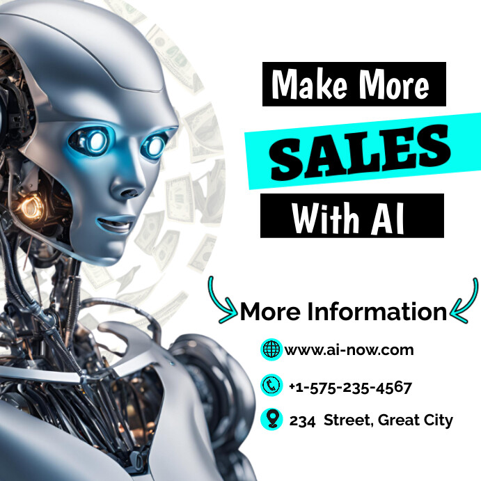 White Futuristic Make More Sales With Ai Bann Template | PosterMyWall