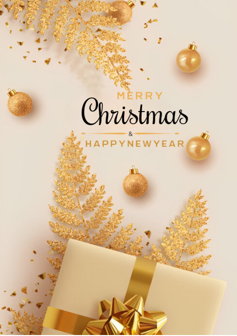 White Futuristic Merry Christmas Card A4 Template | PosterMyWall