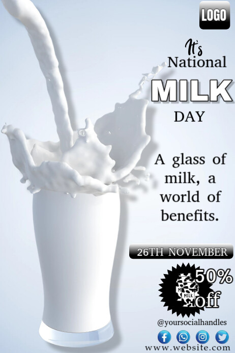 White Futuristic National Milk Day Poster Template | PosterMyWall