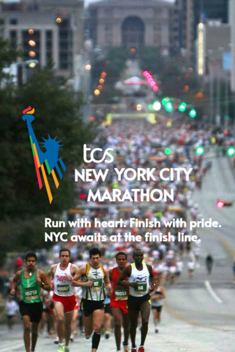 White Futuristic New York City Marathon Pinterest Graphic Template ...
