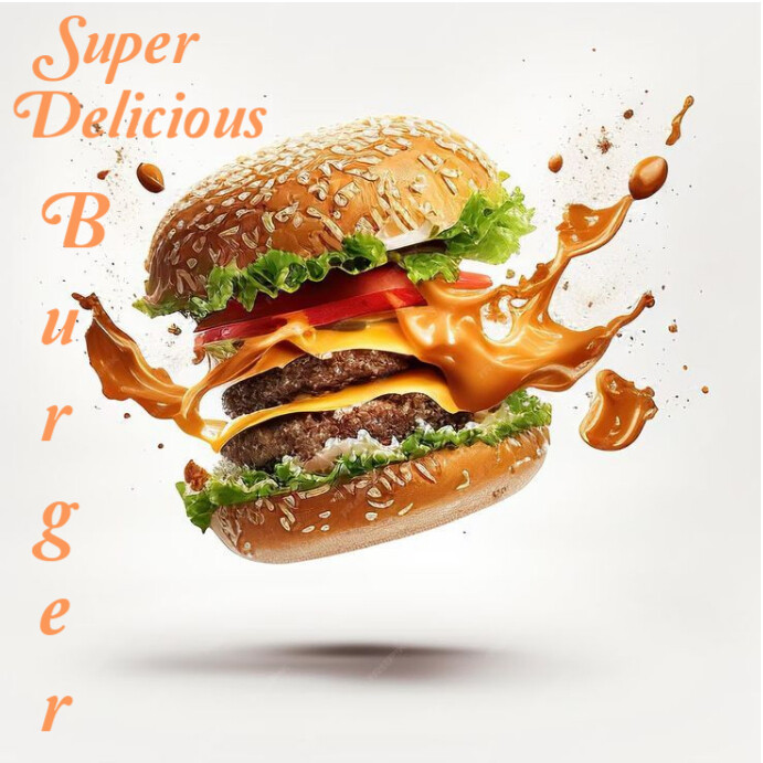White Futuristic Super Delicious Burger Instagram Post Template ...