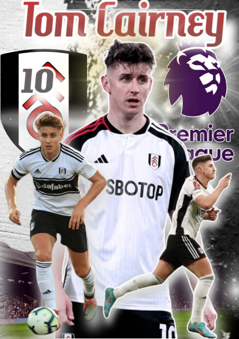 White Futuristic Tom Cairney Fulham Premiere League Football Player A4 ...